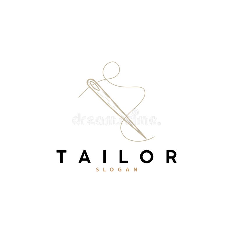 Tailor Logo, Needle and Thread Vector, Retro Vintage Simple Minimalist ...