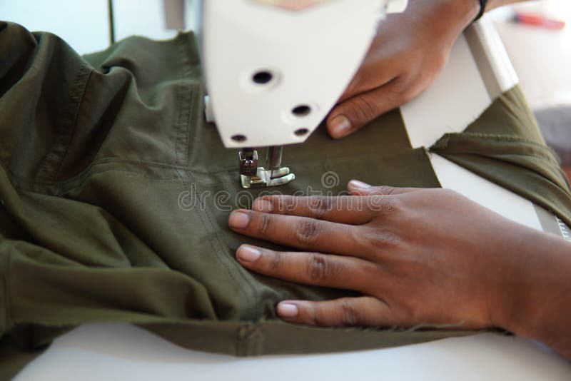Tailor Machine, Hand of a Man Sewing with Tailor Machine. Stock Image ...
