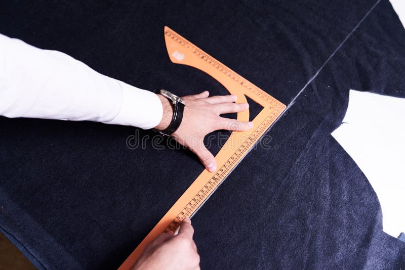 Tailor Making Patterns on Fabric Stock Image - Image of clothing ...