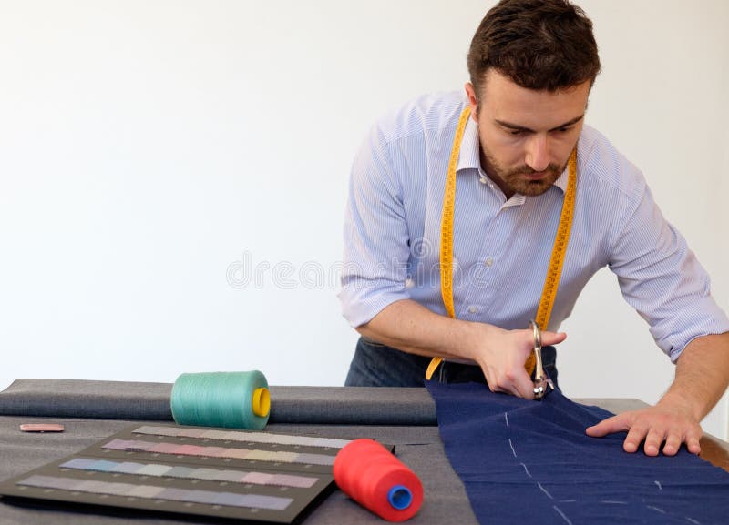 Tailor Man Working in Tailor Shop Stock Image - Image of tailoring ...