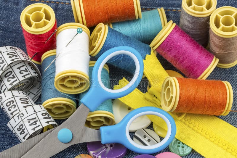 Tailor Materials; Colorful Sewing Threads. Various Threads Stock Image ...