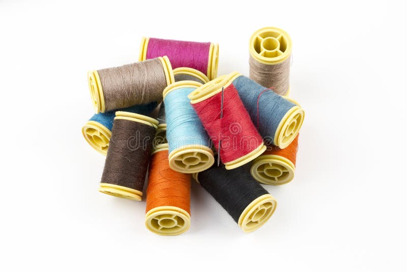 Tailor Materials; Colorful Sewing Threads. Various Threads Stock Photo ...