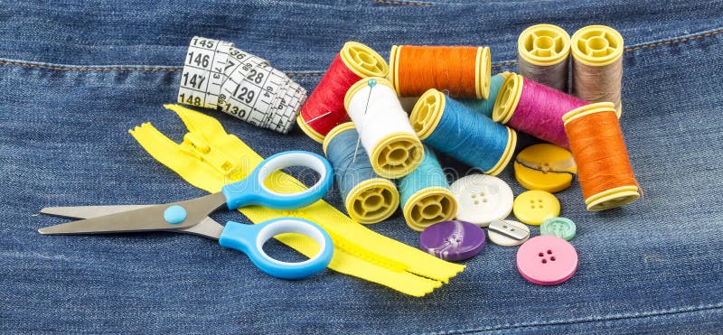 Tailor Materials stock photo. Image of yellow, mezura - 90380414