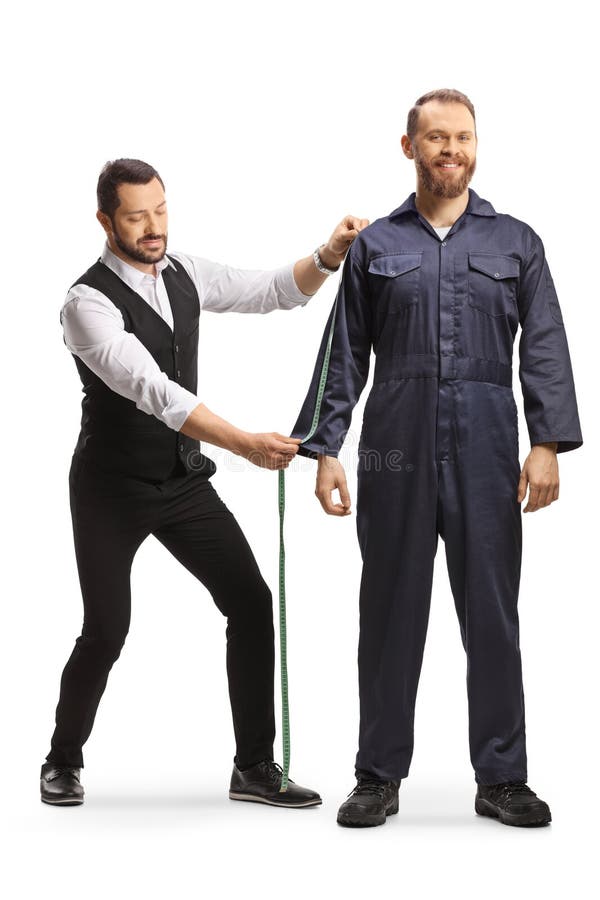 Tailor Measuring a Male Overall Uniform for a Worker Stock Image ...