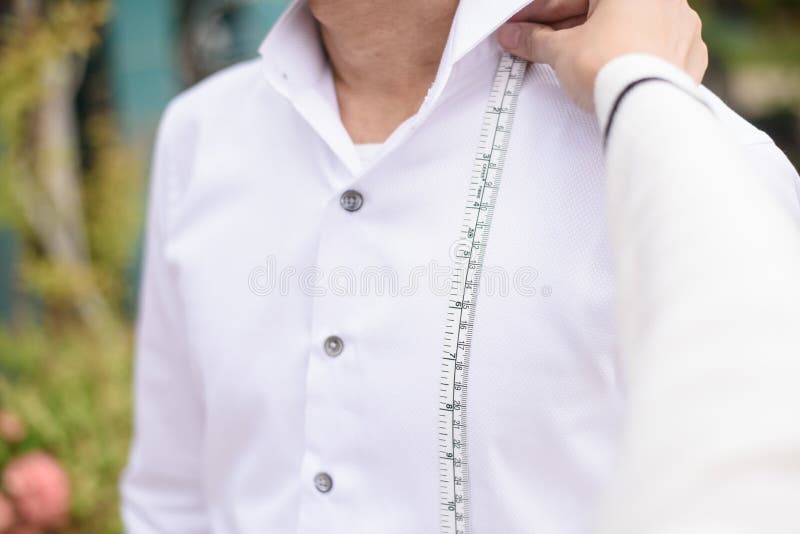 Tailor Measuring the Size for a Tailor Stock Photo - Image of line ...