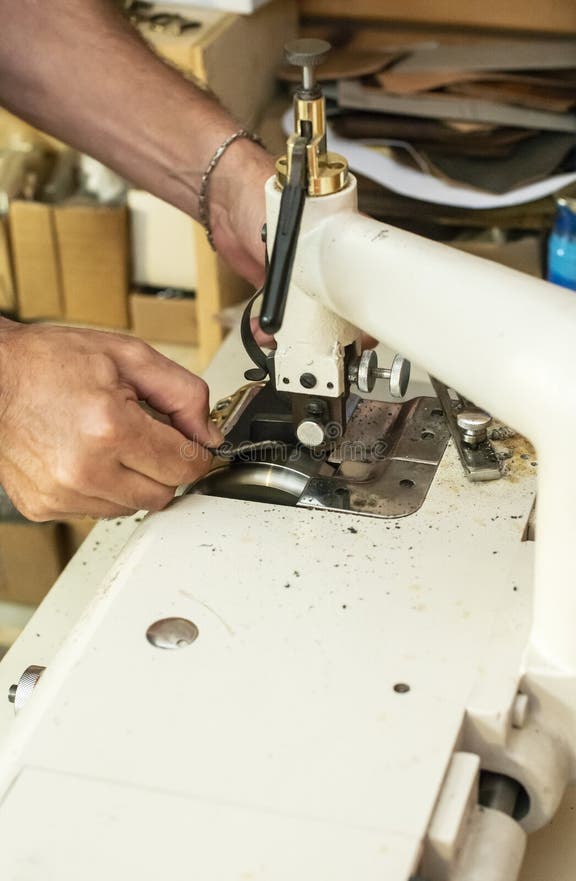 Tailor Process Leather in Workshop Stock Image - Image of tailor ...