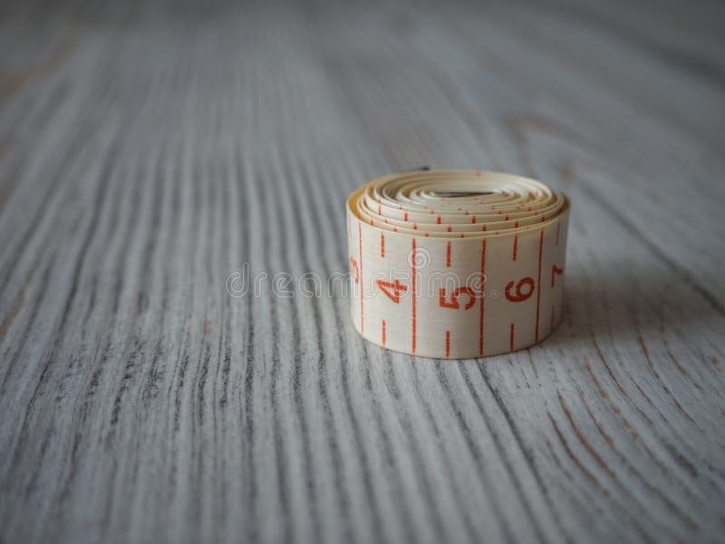 Tailor`s Meter Line Long on Wooden Ground Stock Image - Image of lineal ...