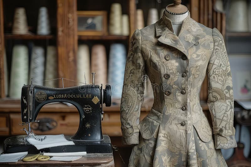 Tailor S Retro Workshop with an Old Sewing Machine. Stock Image - Image ...