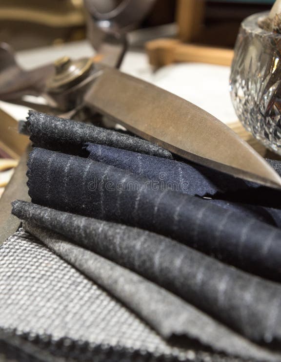 Tailor`s Scissors and Suit Swatches Stock Image - Image of classic ...