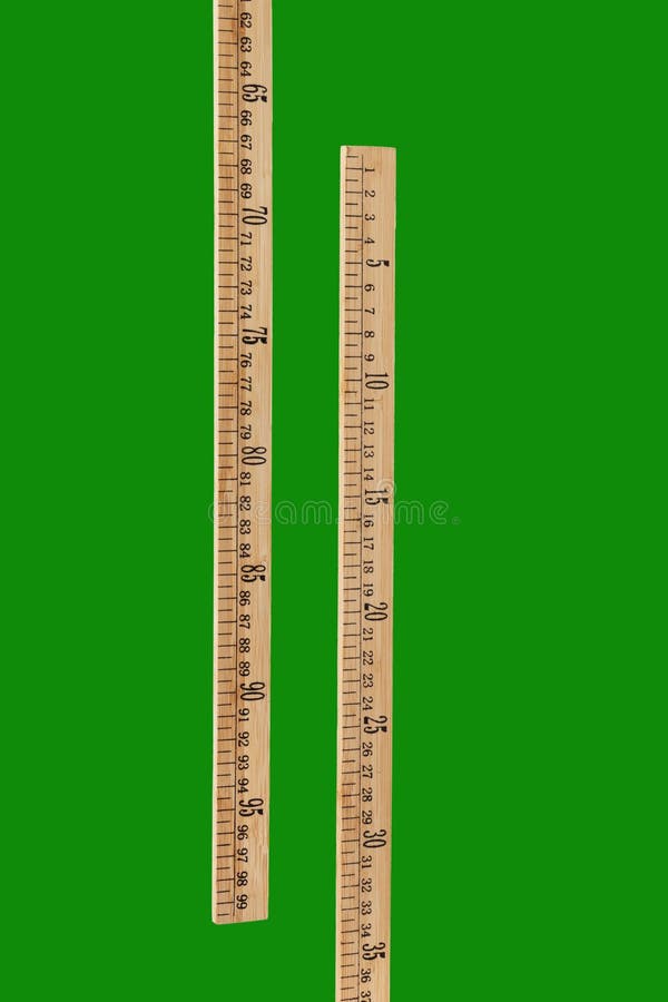 Tailor`s Wooden Ruler on a Neutral Green Background. Stock Photo ...