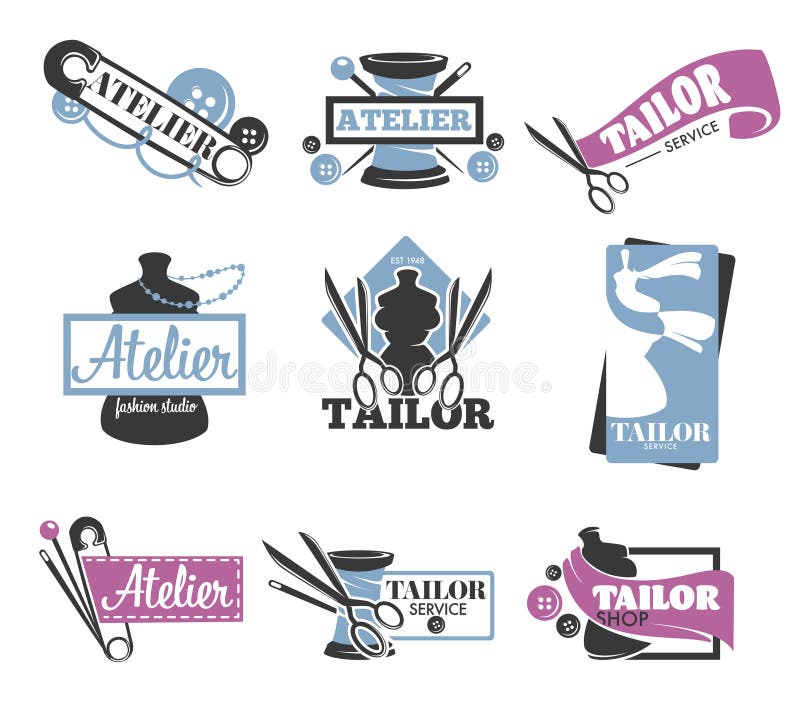 Tailor Service Logo Collection Vector Stock Vector - Illustration of ...