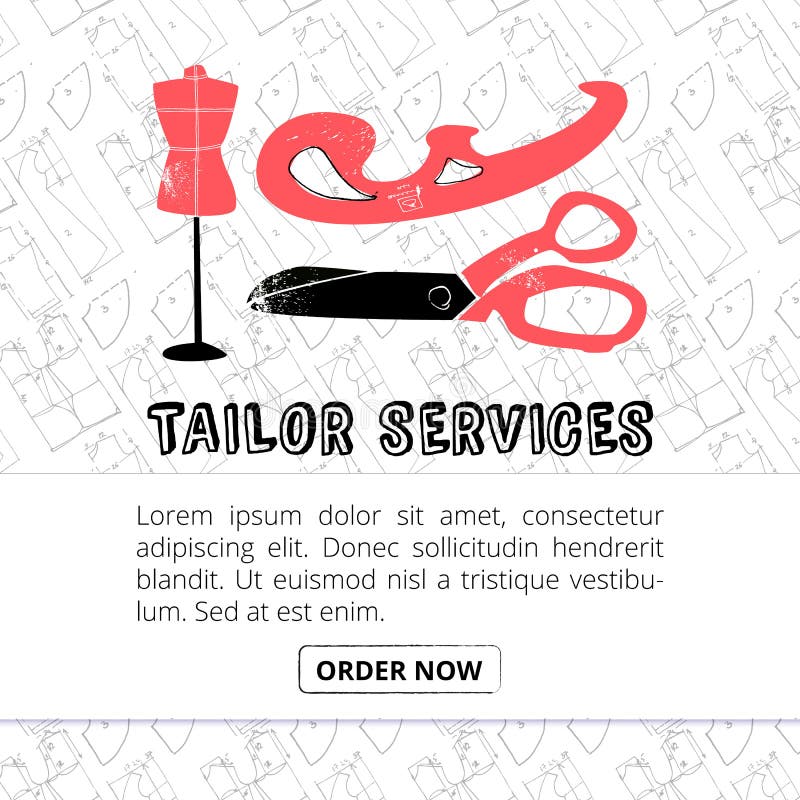 Tailor Services Banner Template for Websites Vector Illustration Stock ...