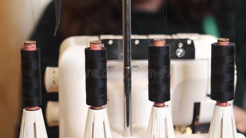 Tailor Woman Setting the Sewing Machine before Work Stock Footage ...