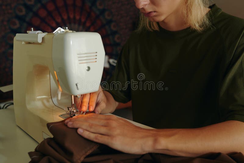 Tailor Sewing Clothing on Sewing Machine Stock Image - Image of ...