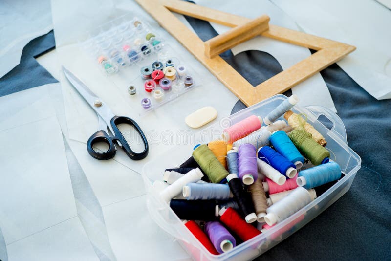 Tailor sewing tools stock photo. Image of button, woman - 89730788