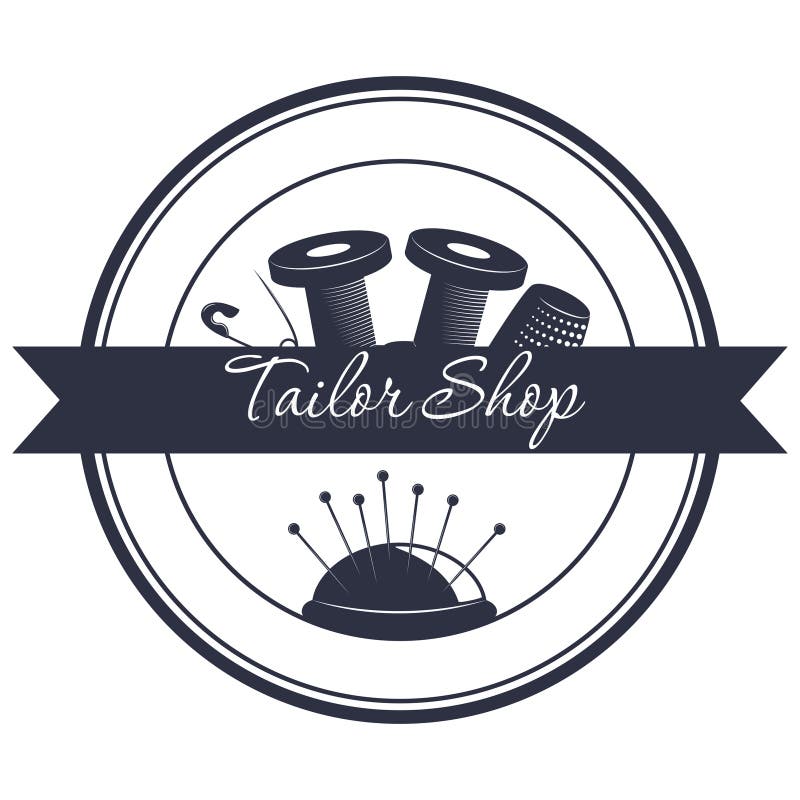Tailor shop badge stock illustration. Illustration of needle - 389887189