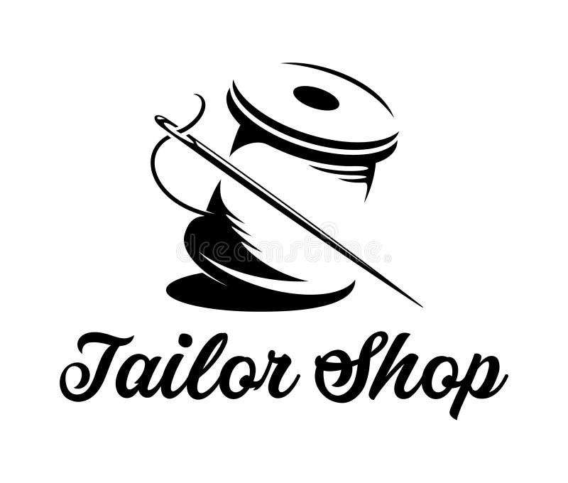 Tailor Shop Needle and Thread Icon, Atelier Salon Stock Illustration ...