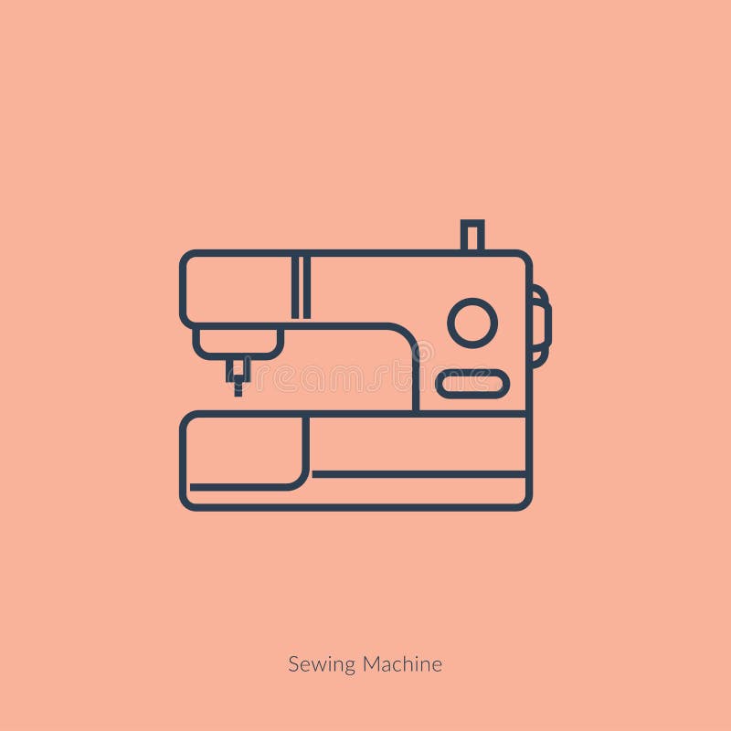 Tailor Single Line Sewing Machine Icon For Tailoring Line Style Design
