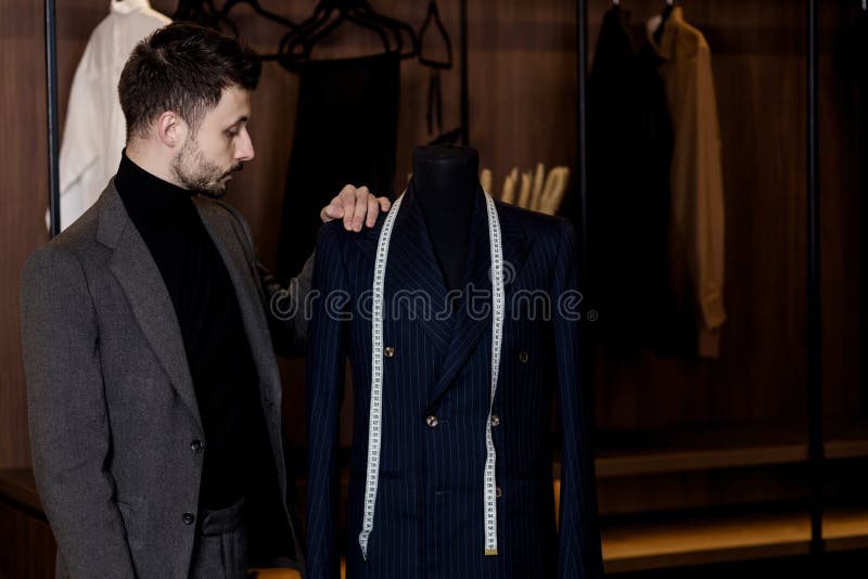 Tailor is Standing in the Workshop Stock Image - Image of dressmaker ...