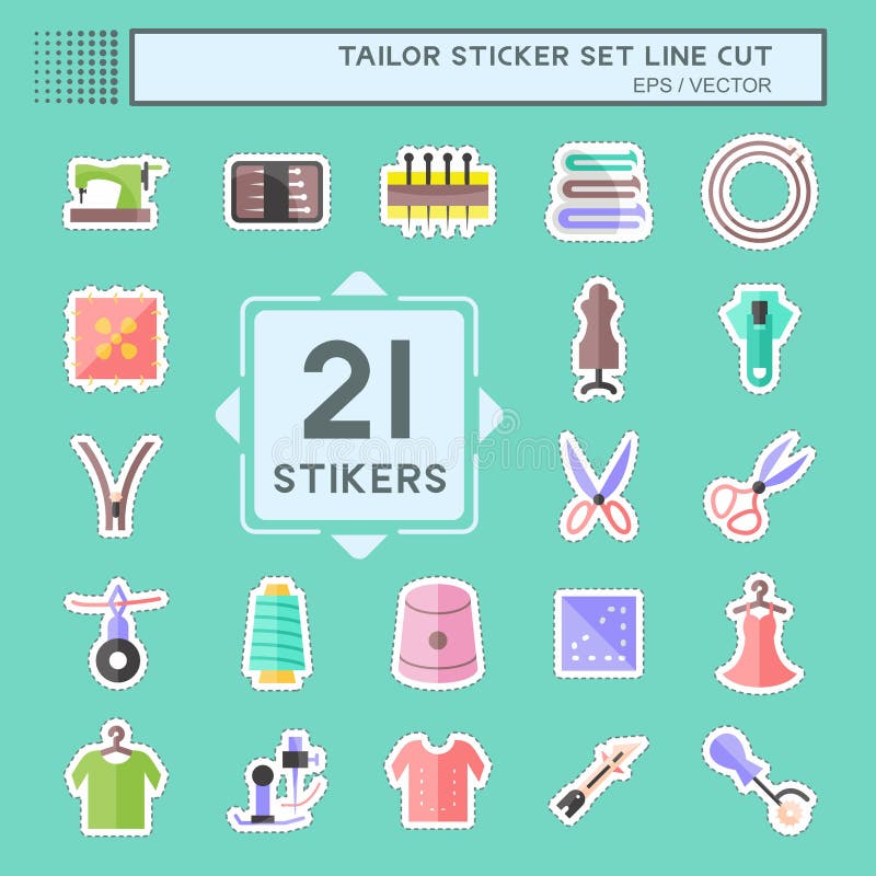 Tailor Sticker Line Cut Set. Suitable for Tailor Symbol. Simple Design ...