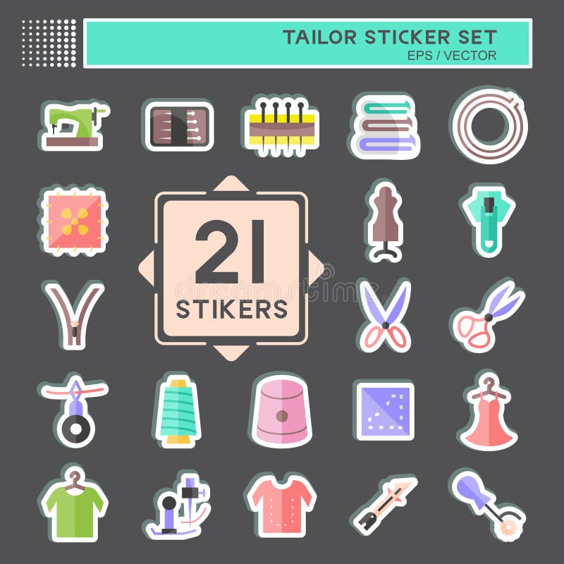 Tailor Sticker Set. Suitable for Tailor Symbol. Simple Design Editable ...