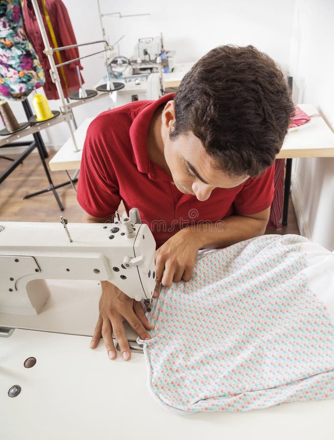 Tailor Stitching Fabric by Mannequin in Factory Stock Photo - Image of ...