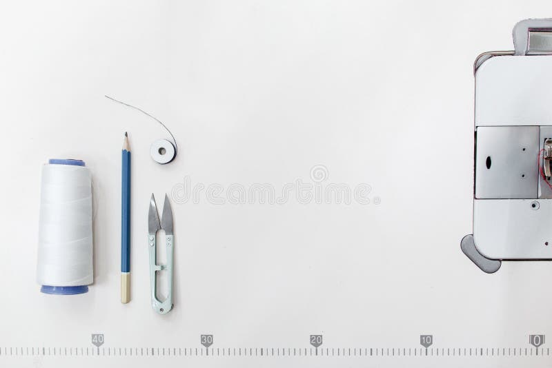 Tailor Supplies Frame, Free Space on White Stock Photo - Image of ...