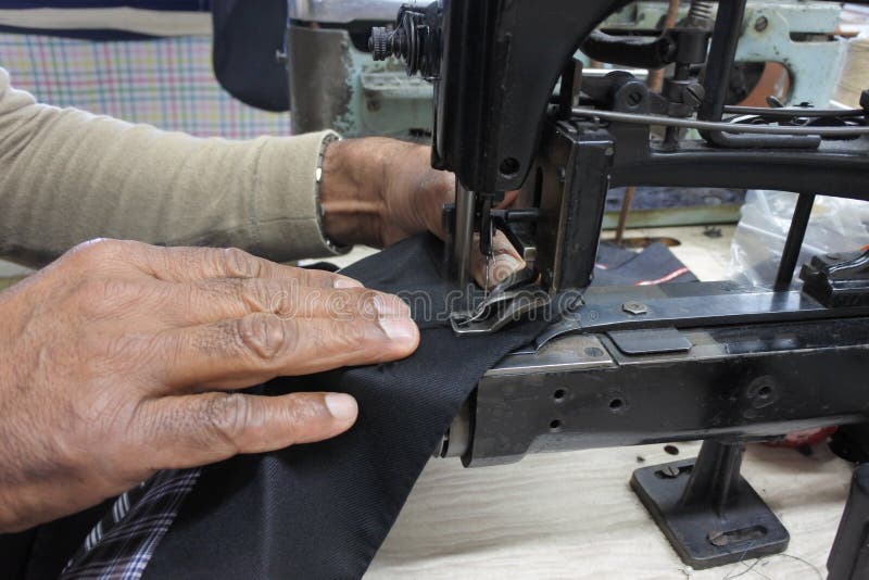 Tailor Using Buttonhole Machine on Fabric Stock Image - Image of ...