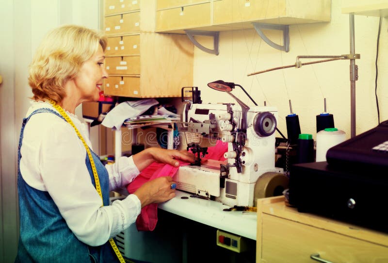 Tailor Using Sewing Machine Stock Image - Image of clothing, equipment ...