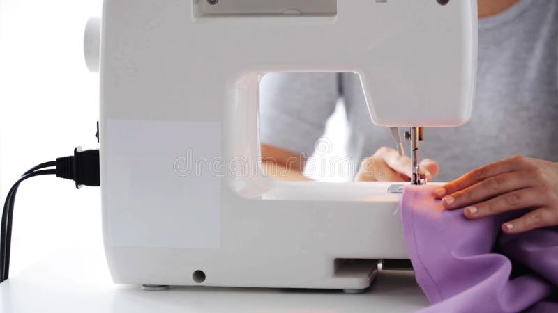 Tailor Woman with Sewing Machine Stitching Fabric Stock Footage - Video ...