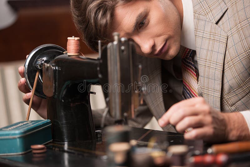 Tailor at work. stock image. Image of concentrated, skill - 33941459