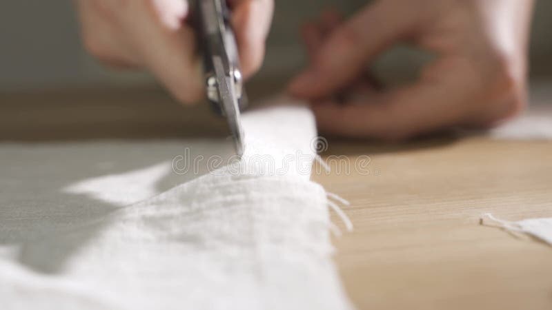 Tailor Work: Process of Creating from Fabric Cutting Along the Tailor ...