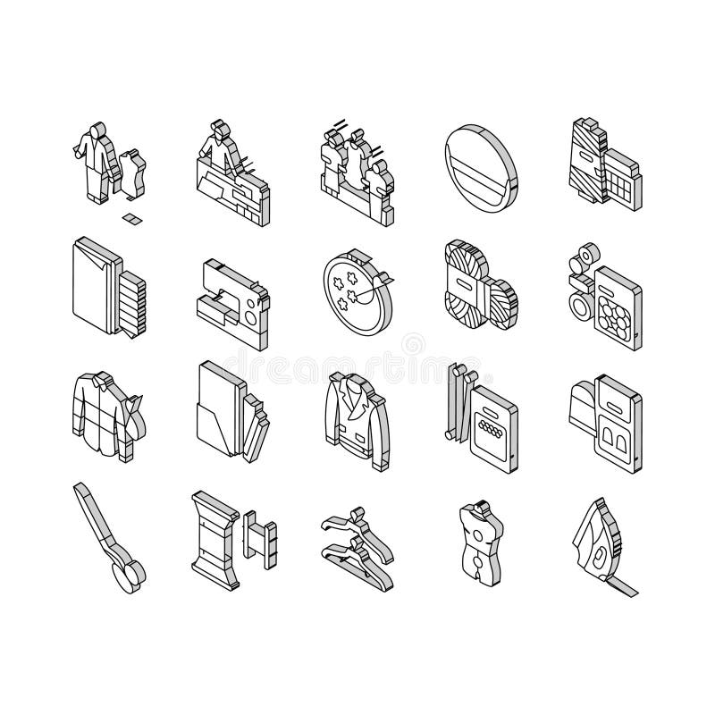Tailor Worker Sewing Occupation Isometric Icons Set Vector Stock Vector ...