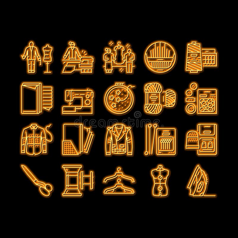 Tailor Worker Sewing Occupation Neon Glow Icon Illustration Stock ...