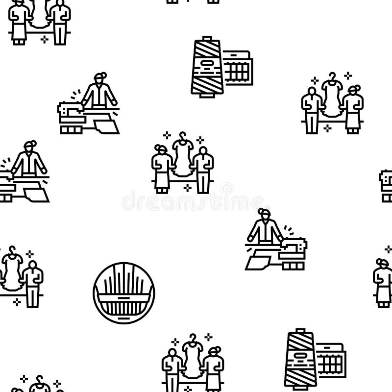Tailor Worker Sewing Occupation Vector Seamless Pattern Stock Vector ...