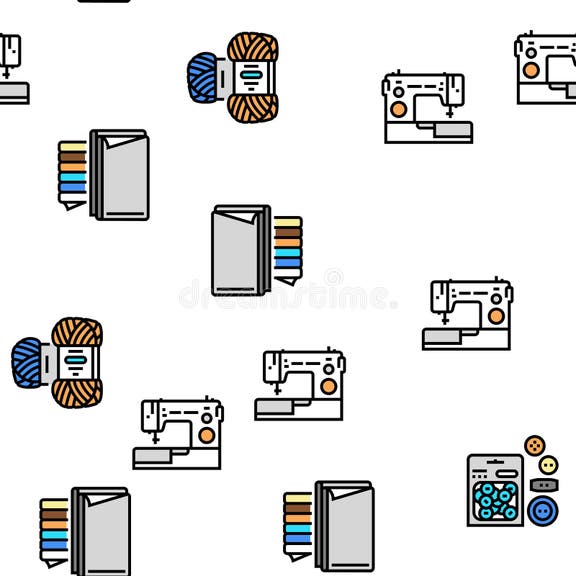 Tailor Worker Sewing Occupation Vector Seamless Pattern Stock Vector ...