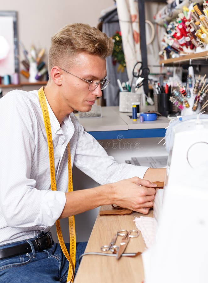 Tailor Working with Sewing Machine Stock Photo - Image of equipment ...