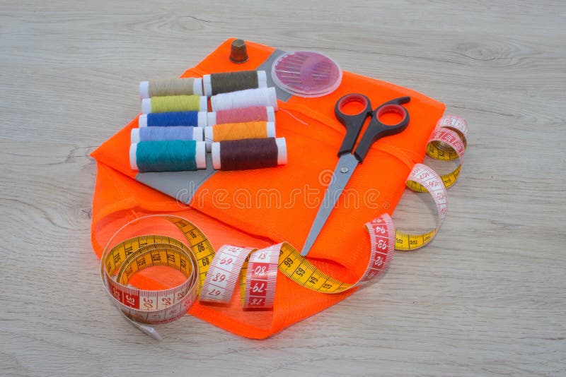 Tailor Workspace with Sewing and Handmade Tools. Tools for Sewing Stock ...