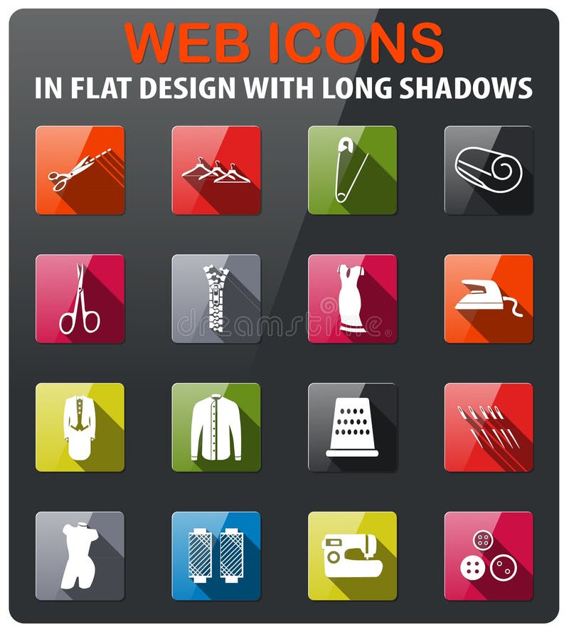 Tailoring icon set stock illustration. Illustration of needles - 88456743