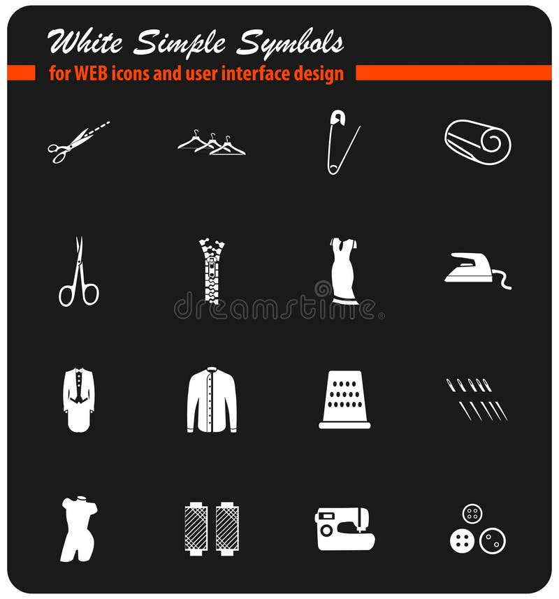 Tailoring icon set stock illustration. Illustration of symbol - 88900050
