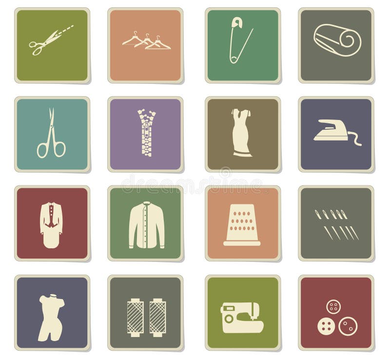 Tailoring icon set stock illustration. Illustration of needle - 88550556