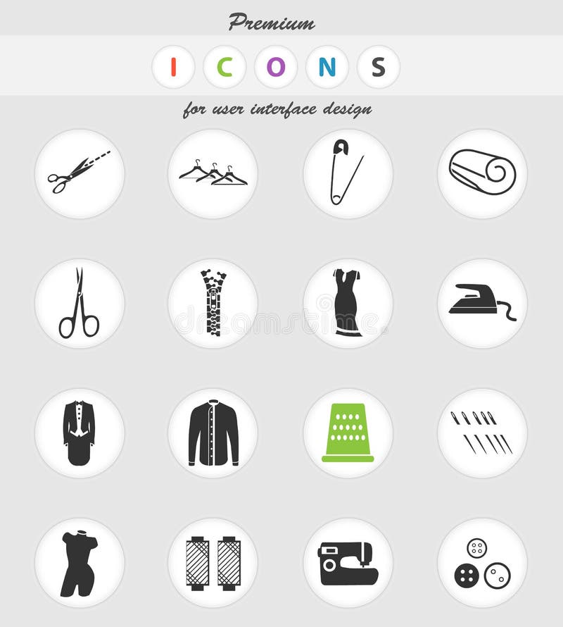 Tailoring icon set stock vector. Illustration of vector - 122728642