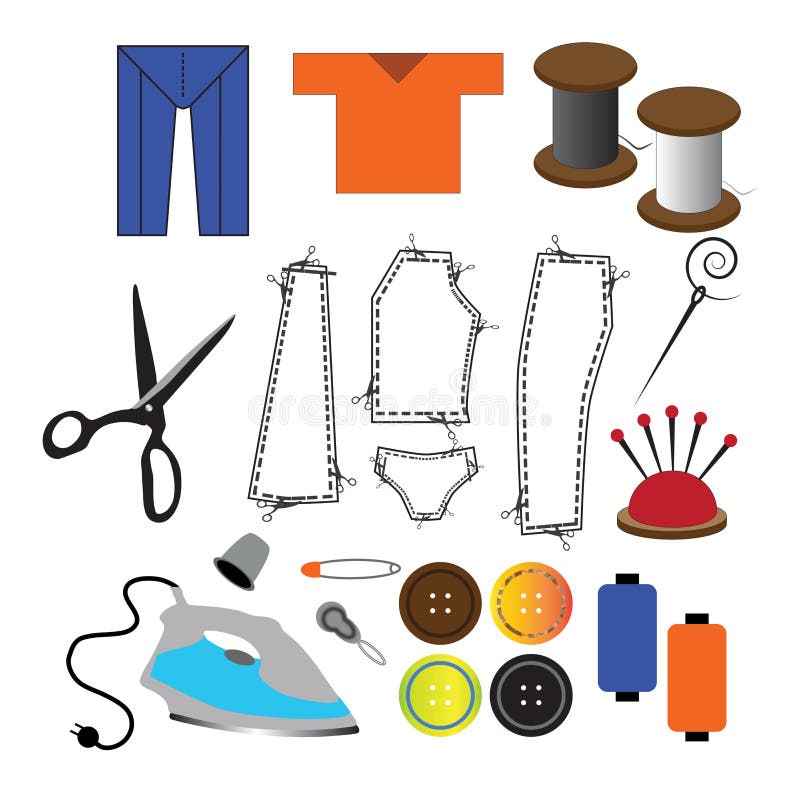 Set of Icons with Sewing and Tailoring Symbols. Stock Vector ...