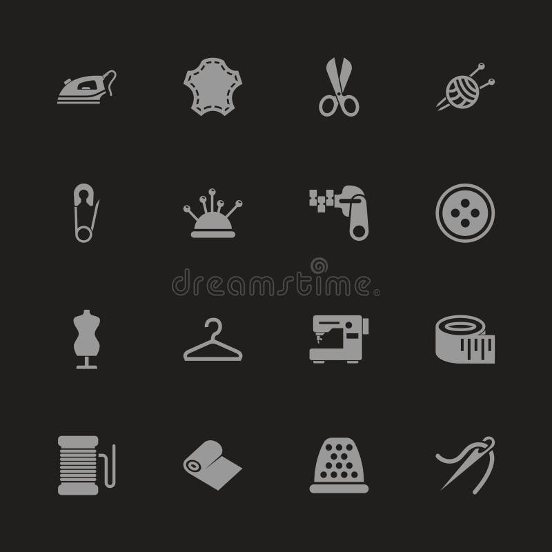 Tailoring - Flat Vector Icons Stock Vector - Illustration of cutting ...