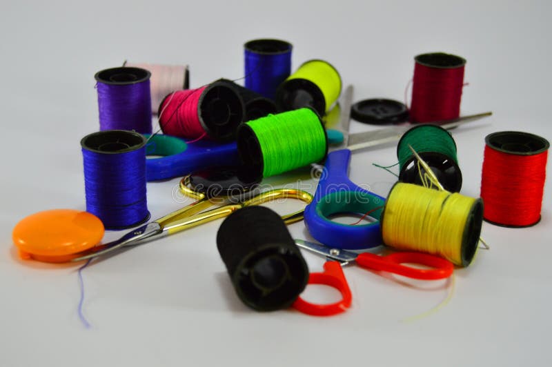 Tailoring Items stock photo. Image of blue, needle, crimson - 10160160