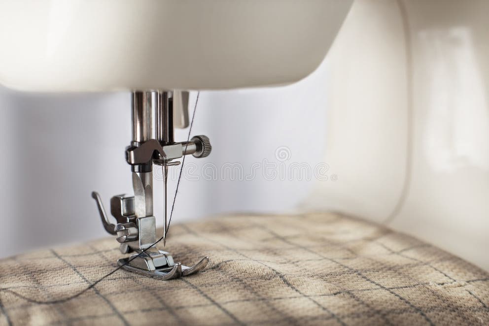 Tailoring Process - Sewing Machine with Needle, Thread and Fabric. Item ...