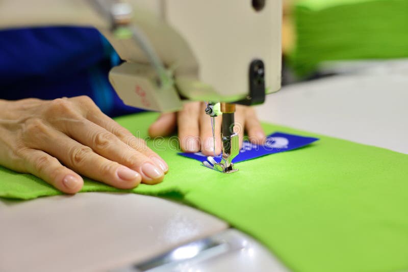 Tailoring Process - Women`s Hands Behind Her Sewing. Stock Image ...