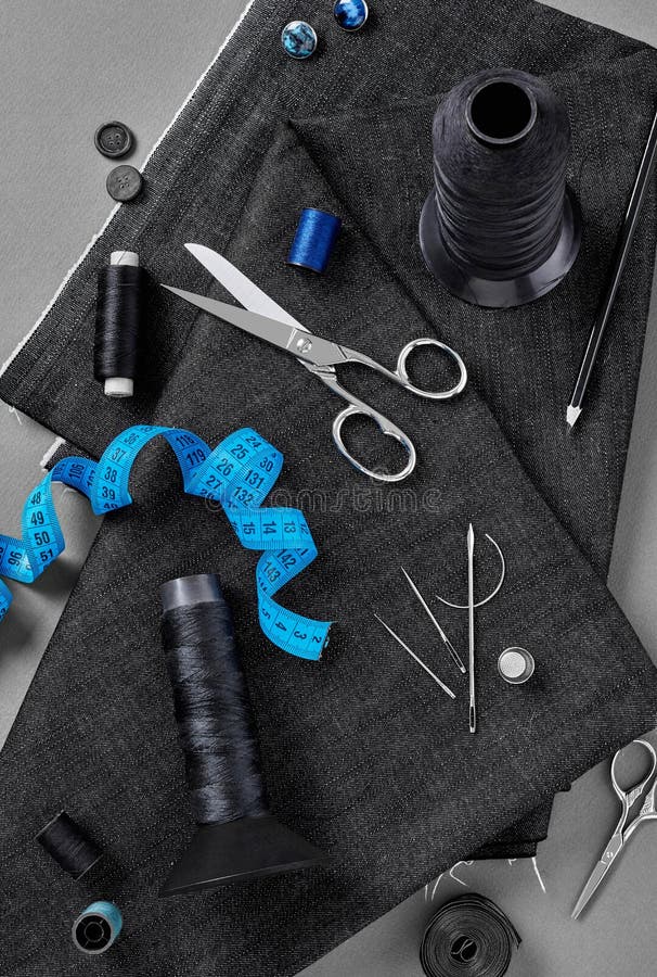 Thread, Textile, Needles and Scissors Stock Photo - Image of needles ...
