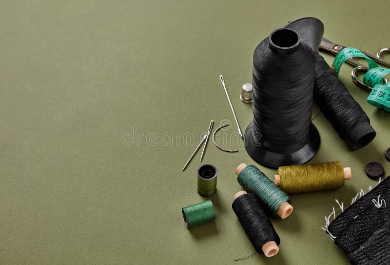 Thread, Textile, Needles and Scissors Stock Image - Image of pattern ...