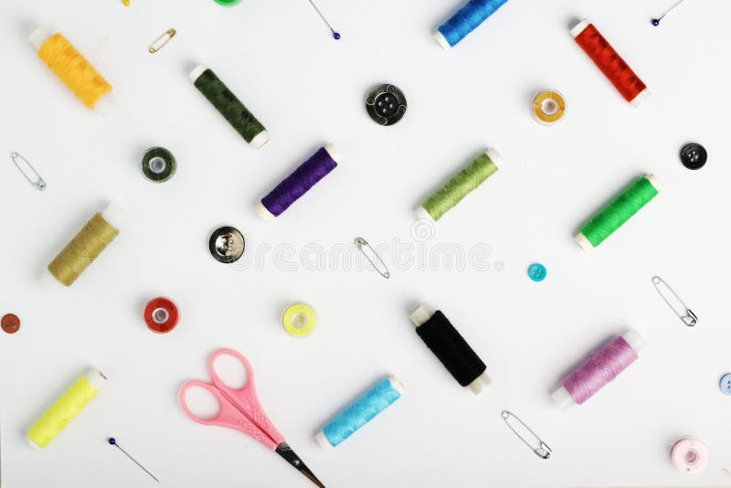 Tailoring and Sewing Concept Background Stock Photo - Image of scissors ...
